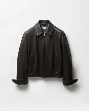 Versace Nappa Leather Blouson Jacket With Medusa Zip Puller