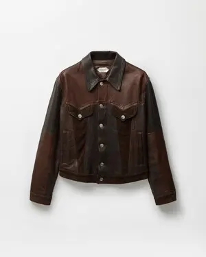 Versace Leather Blouson With Suede Inserts - Brown