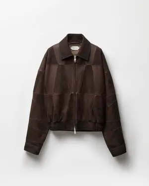 Versace Leather Blouson Jacket With Suede Inserts - Brown