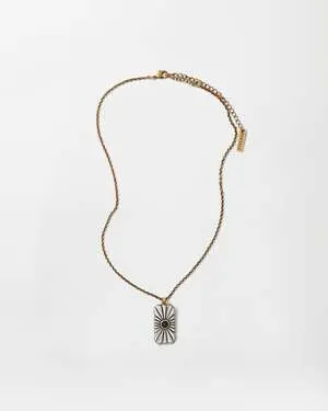 Versace Engraved Sunray Pendant Necklace - Silver+gold