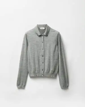 Versace Embroidered Wool Knit Cardigan - Gray
