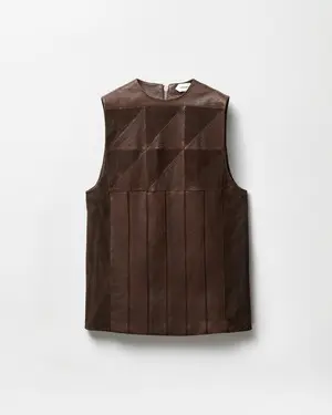 Versace Leather Patchwork Mini Dress - Brown