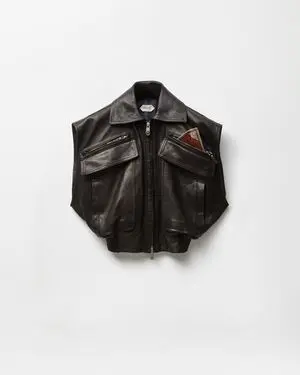 Versace Sleeveless Leather Blouson Jacket