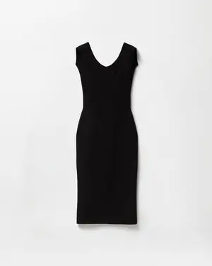 Versace Ribbed Knit Off-shoulder Midi Dress