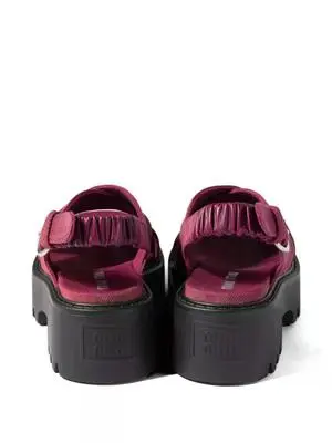 Miu Miu Gabardine Platform Sandals With Track Sole - Red