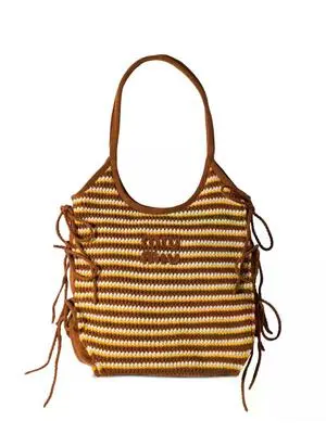 Miu Miu Ivy Crochet Shoulder Bag - Brown