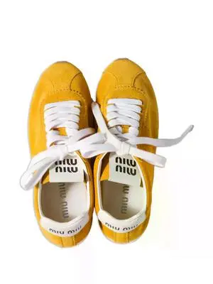 Miu Miu Suede Lace-up Sneakers - Yellow