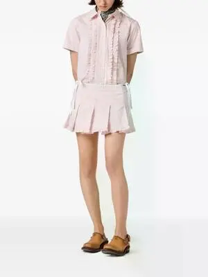 Miu Miu Cotton Poplin Pleated Mini Skirt - Pink