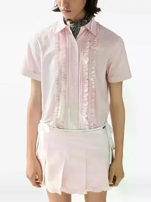 Miu Miu Cotton Poplin Pleated Mini Skirt - Pink