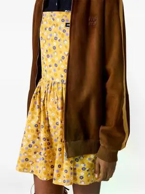 Miu Miu Waxed Suede Jacket With Intarsia Detail - Brown