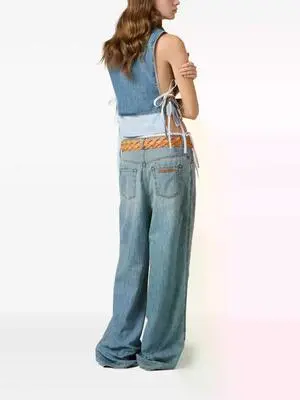 Miu Miu Cropped Chambray Tie Shirt