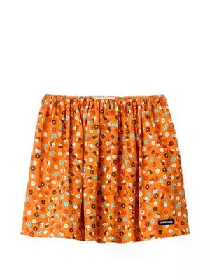 Miu Miu Floral Print Cotton Poplin Skirt - Orange