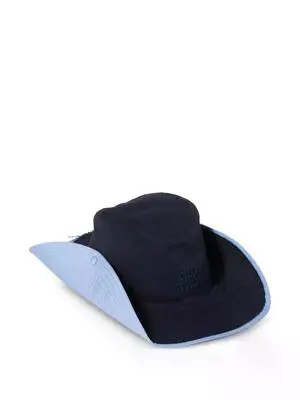 Miu Miu Cowboy Hat With Embroidered Logo - Blue