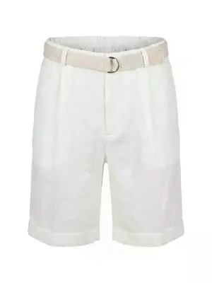 DRUMOHR Belted Pleated Linen Shorts