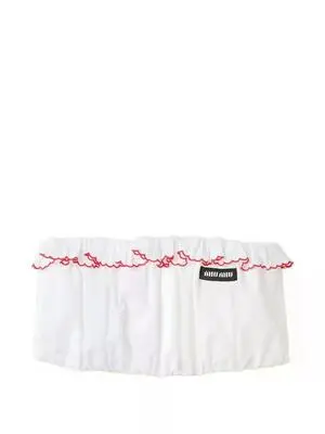 Miu Miu Embroidered Poplin Bandeau Top - White