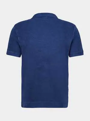 Fedeli Navy Peter Terry Cotton Polo - Blue