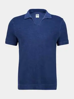 Fedeli Navy Peter Terry Cotton Polo - Blue