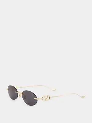 Valentino Garavani Bejewelled Oval Sunglasses - Black
