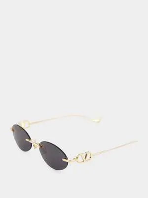 Valentino Garavani Bejewelled Oval Sunglasses - Black