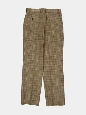 Auralee Dark Check Silk Linen Trousers - Brown