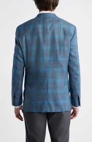 HERITAGE GOLD Blue Plaid Wool Blend Sport Coat
