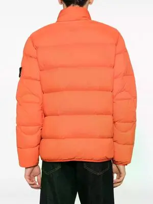 Stone Island Quilted Jacket With Compass Motif - Orange