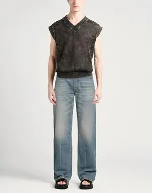 Alexander McQueen Straight-leg Jeans In Cotton And Calfskin - Blue