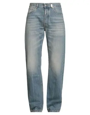Alexander McQueen Straight-leg Jeans In Cotton And Calfskin - Blue