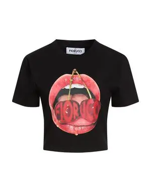 Fiorucci Cotton Elastane Graphic Crop T-shirt