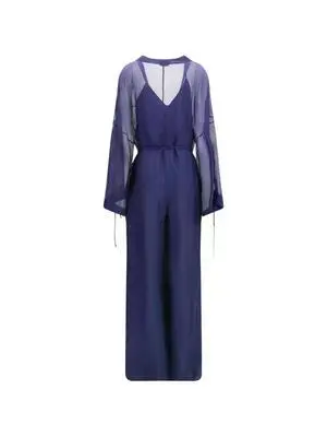 Giorgio Armani V-neck Wide-leg Jumpsuit With Tassel Belt