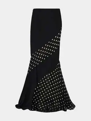 Nina Ricci Silk Mermaid Maxi Skirt With Polka Dot Print - Black