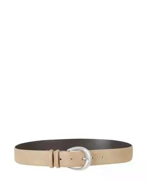 Orciani Grained Leather Belt With Silver-tone Buckle - Neutrals