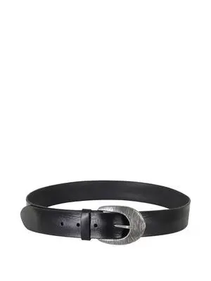 Orciani Engraved Buckle Leather Belt - Black