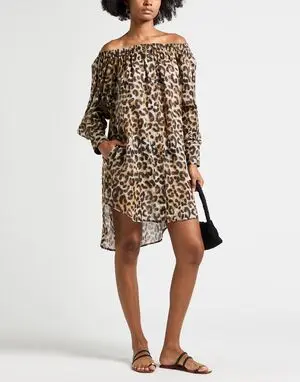 DEPARTMENT 5 Leopard Print Ramie Mini Shirt Dress
