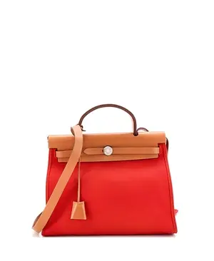 Hermès 31 Herbag Zip Leather And Toile - Red