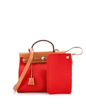 Hermès 31 Herbag Zip Leather And Toile - Red