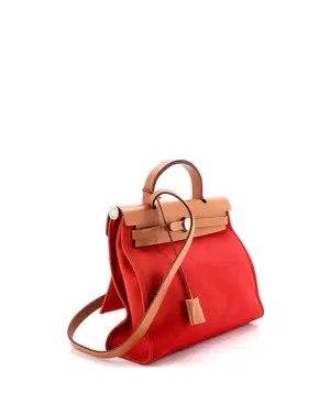 Hermès 31 Herbag Zip Leather And Toile - Red
