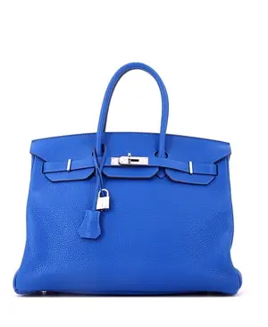 Hermès Birkin 35 Handbag Blue Clemence With Palladium Hardware - Mykonos