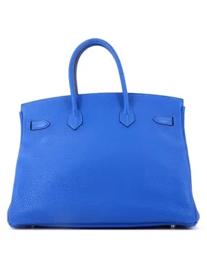 Hermès Birkin 35 Handbag Blue Clemence With Palladium Hardware - Mykonos