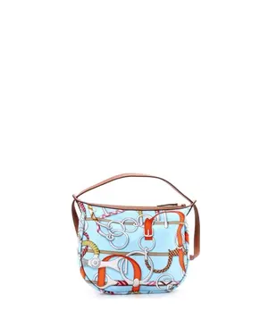 Hermès Sursoie To Go Pouch Printed Silk And Leather - Blue