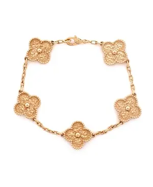 VAN CLEEF & ARPELS Vintage Alhambra 5 Motifs Bracelet 18k Rose Gold - Pink