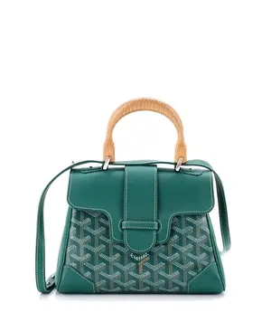 Goyard Structured Saigon Top Handle Bag Coated Canvas With Leather - Green