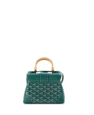 Goyard Structured Saigon Top Handle Bag Coated Canvas With Leather - Green