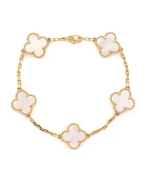 VAN CLEEF & ARPELS Vintage Alhambra 5 Motifs Bracelet 18k And Mother Of Pearl - Gold