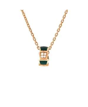 BVLGARI Serpenti Viper Pendant Necklace 18k Rose Gold With Malachite And Diamonds, 17.25 - Pink