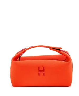 Hermès Pm Bride-a-brac Travel Case Toile - Orange
