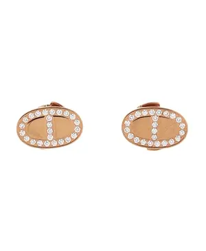 Hermès Chaine D'ancre Contour Stud Earrings In 18k Rose Gold And Diamonds - Pink