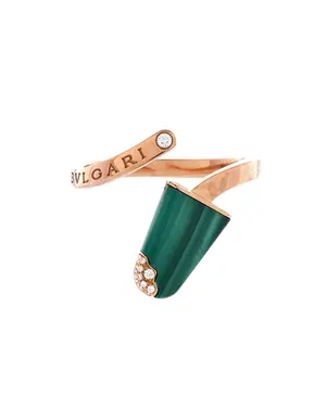 BVLGARI Gelati Ring 18k Rose Gold With Malachite And Diamonds - Pink