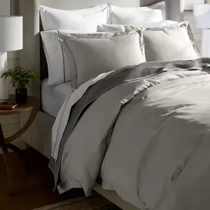 BOLL & BRANCH Signature Organic Cotton Hemmed Duvet Cover Set, Full/queen - Pewter