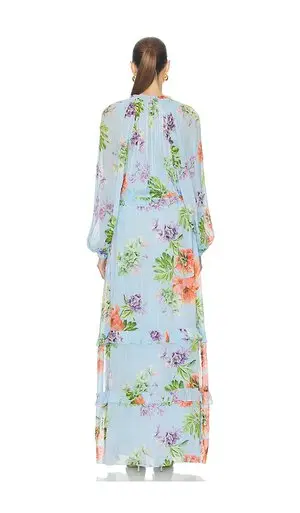 Hemant & Nandita Floral Print Maxi Kaftan With Slip - Blue